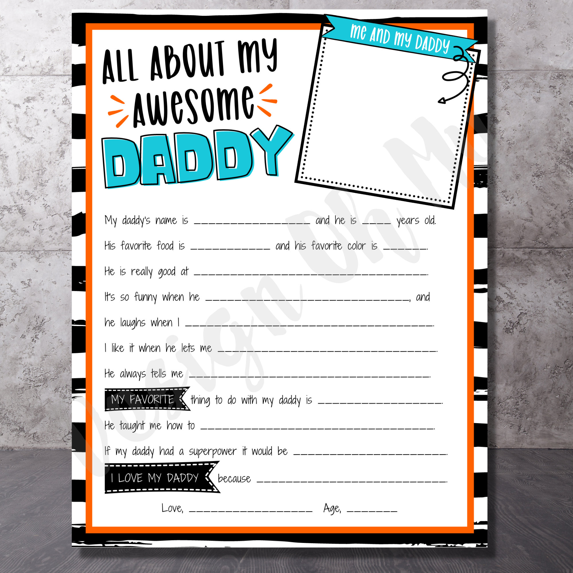 All About My Awesome Daddy, Fill in the Blanks, Father's Day ...