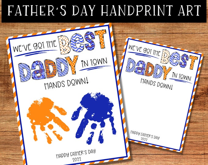 Father’s Day Handprint Craft Printable Hands Down Best Daddy Diy Kids ...