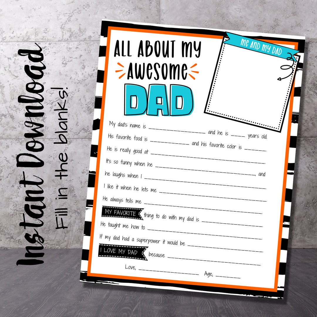 All About My Awesome Dad, Fill in the Blanks, Father's Day ...