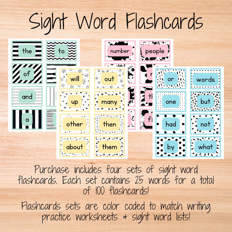 Kindergarten Sight Word Flashcards, High Frequency Words, Learning to ...