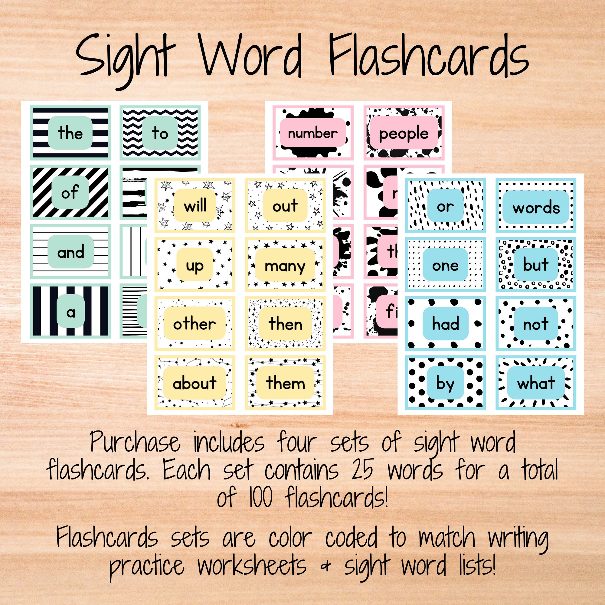 Kindergarten Sight Word Flashcards, High Frequency Words, Learning to ...