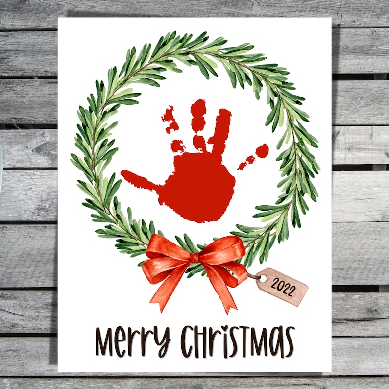 Christmas Handprint Art, Wreath Handprint, Christmas Handprint Craft ...