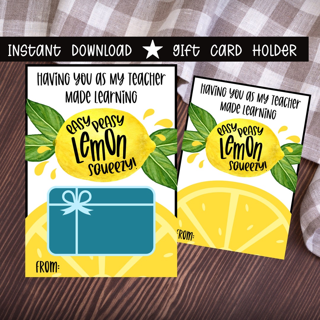 Easy Peasy Lemon Squeezy, Teacher Gift Card Holder, Gift Card Holder ...