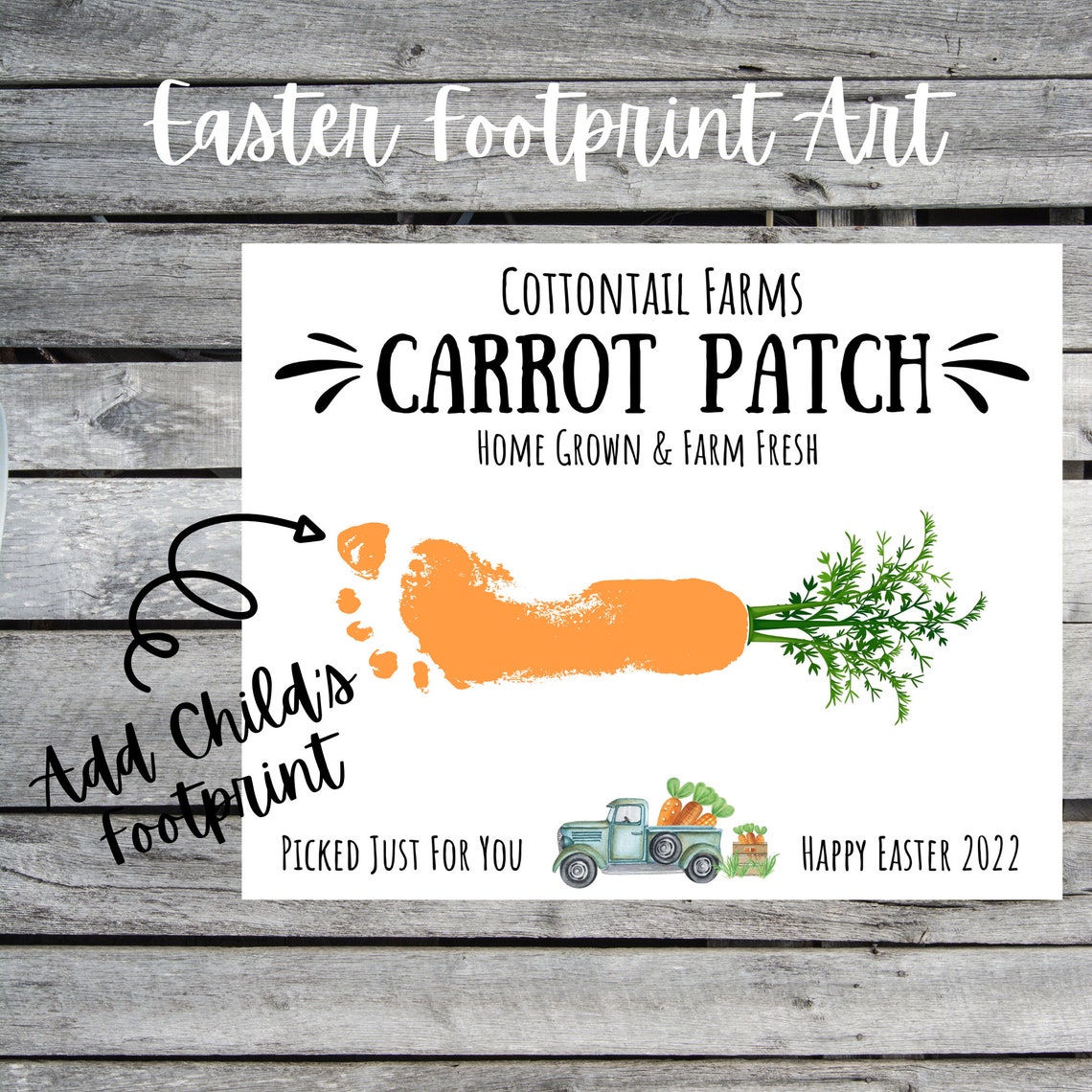 Carrot Patch Footprint, Easter Footprint Art, Footprint Art for ...