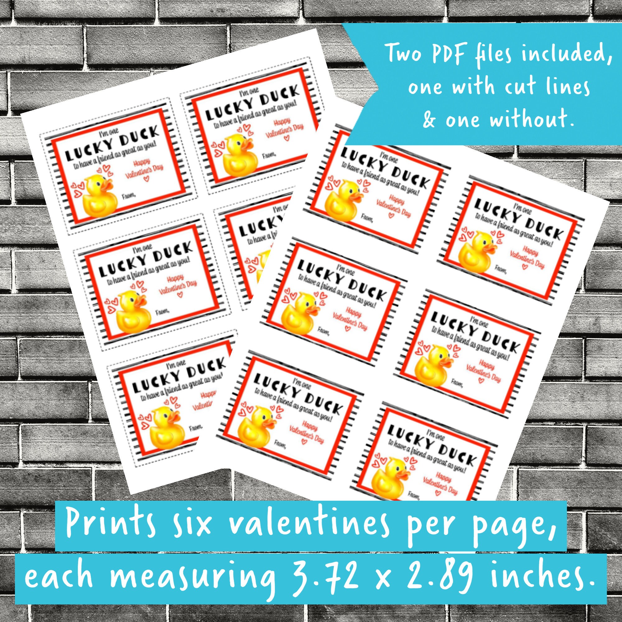 Lucky Duck Valentine, Printable Valentine's Day Card, Instant Download ...