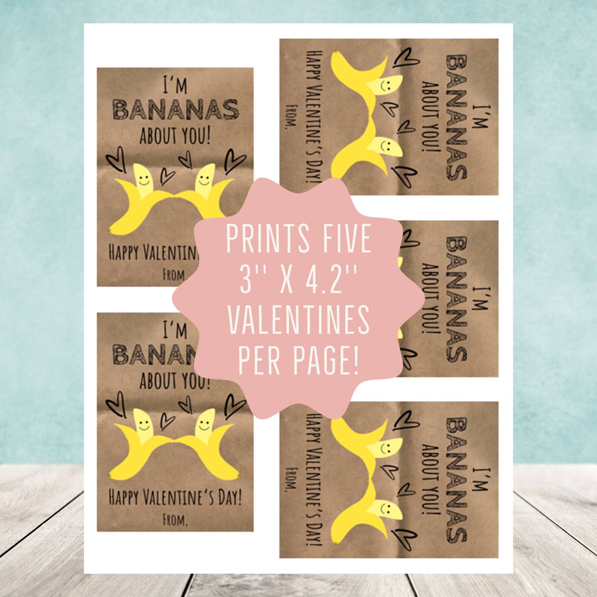 I'm Bananas Over You Valentine, Instant Download, Printable Download ...