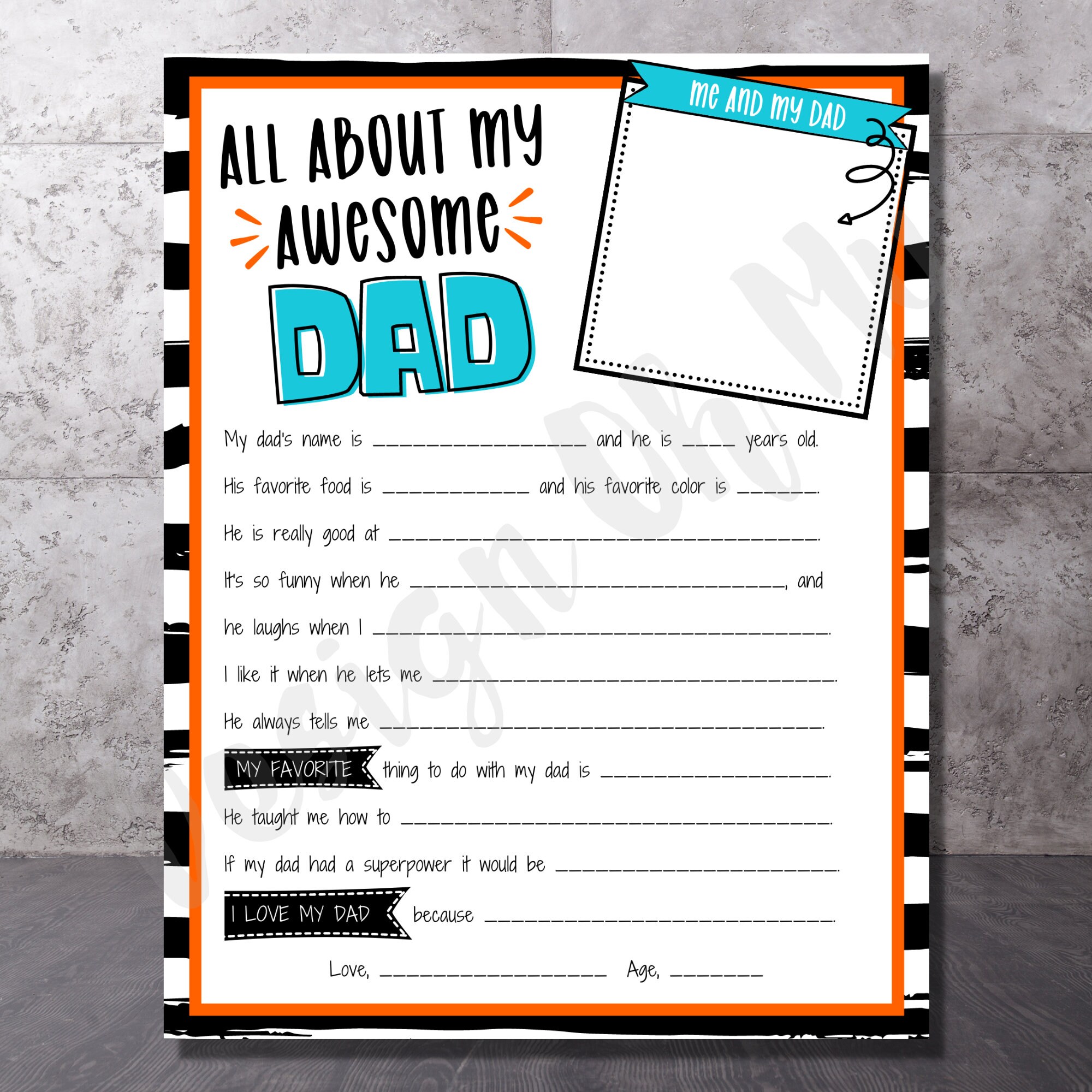All About My Awesome Dad, Fill in the Blanks, Father's Day ...