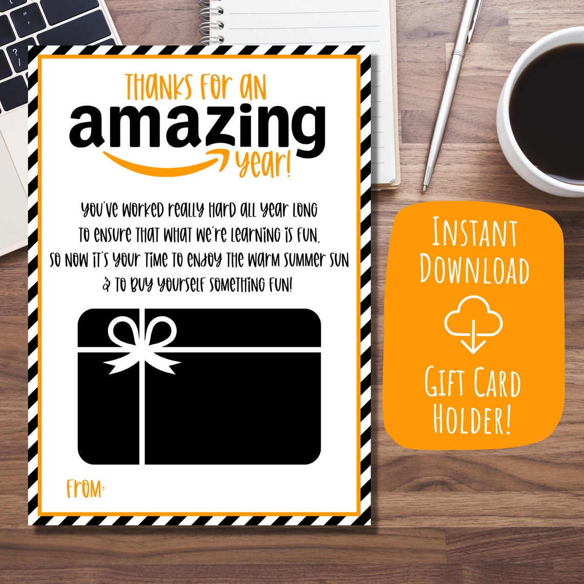 Teacher Gift Card Holder, Amazon Gift Card Holder, End of Year Teacher ...