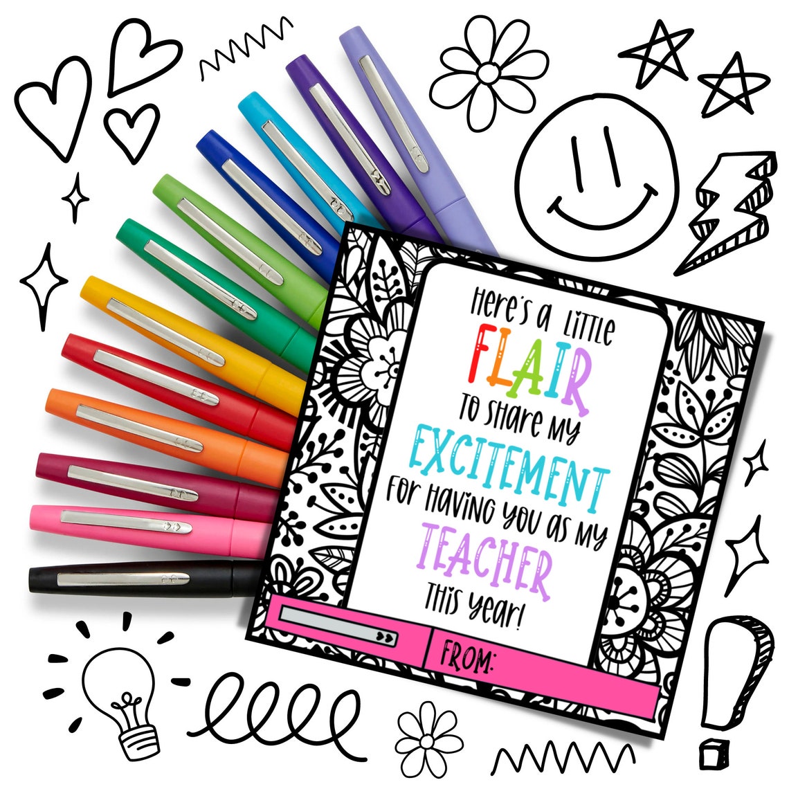 Flair Pen Gift Tag, Back to School Gift Tag, Teacher Gift, Back to ...