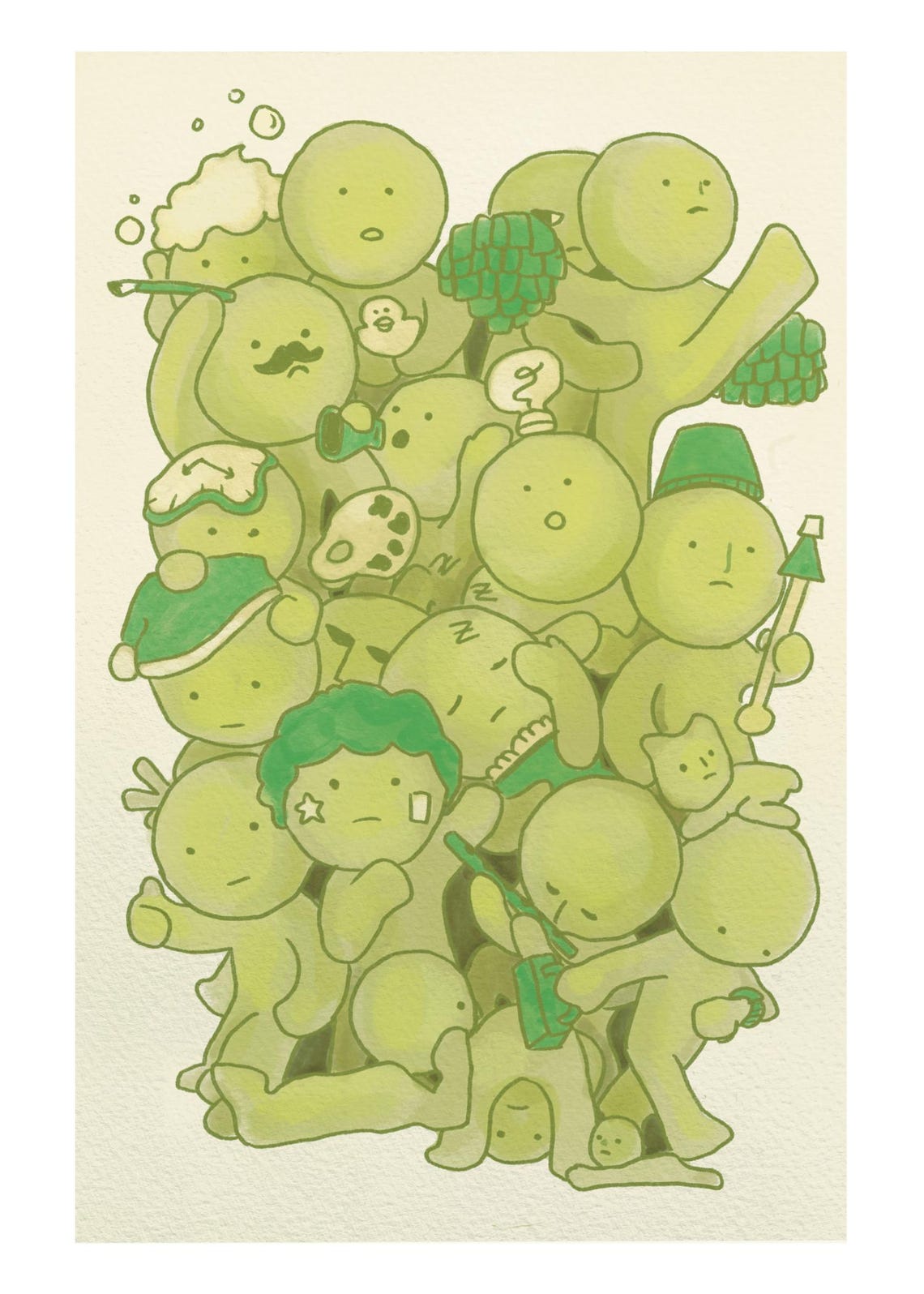 Smiski Print, Art, Cartoon, Wall Deco, Gifting, Blind Box Character ...