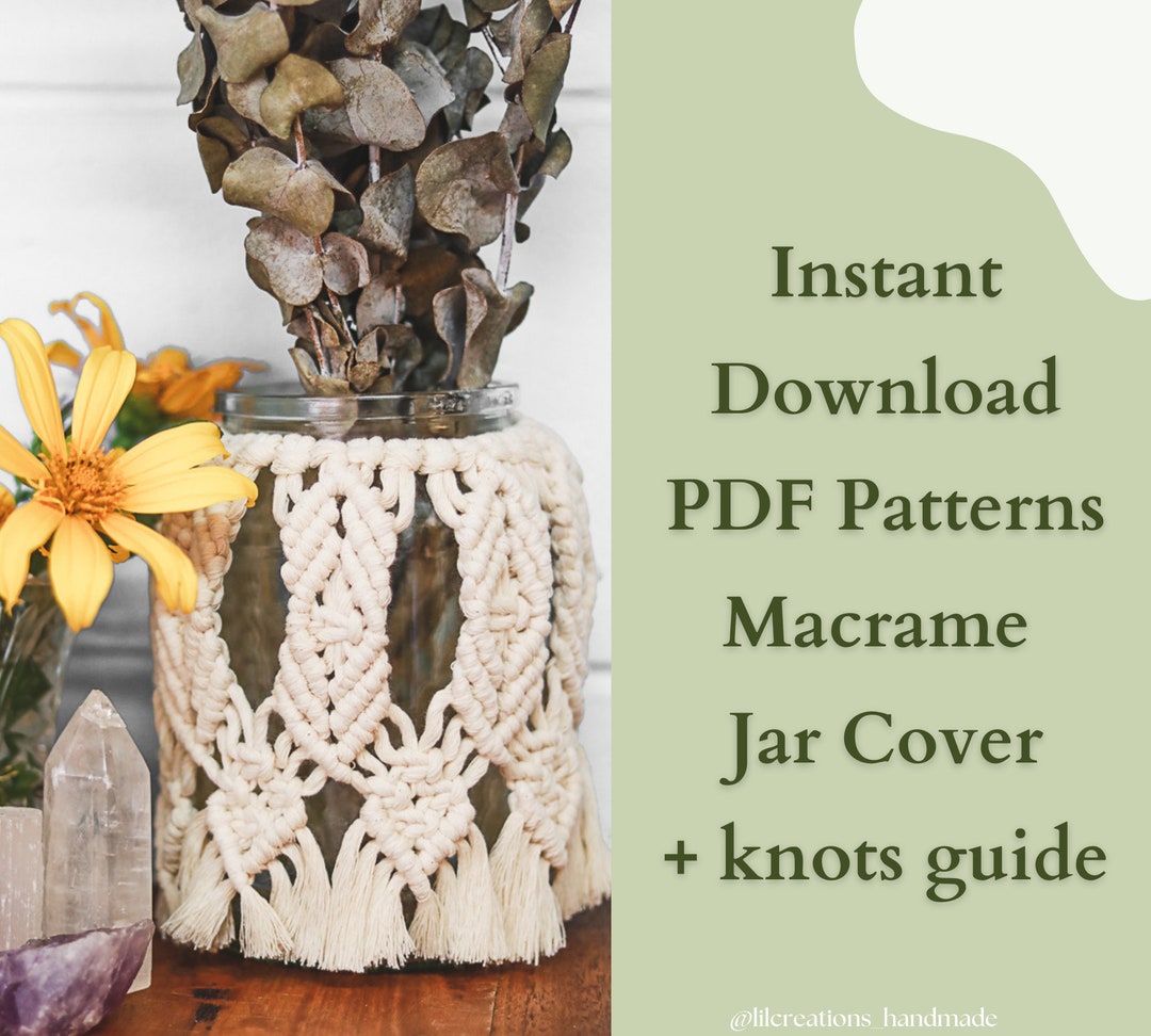 PDF Pattern Macrame Jar Cover, Vase Decoration, DIY Macrame, Step-by ...