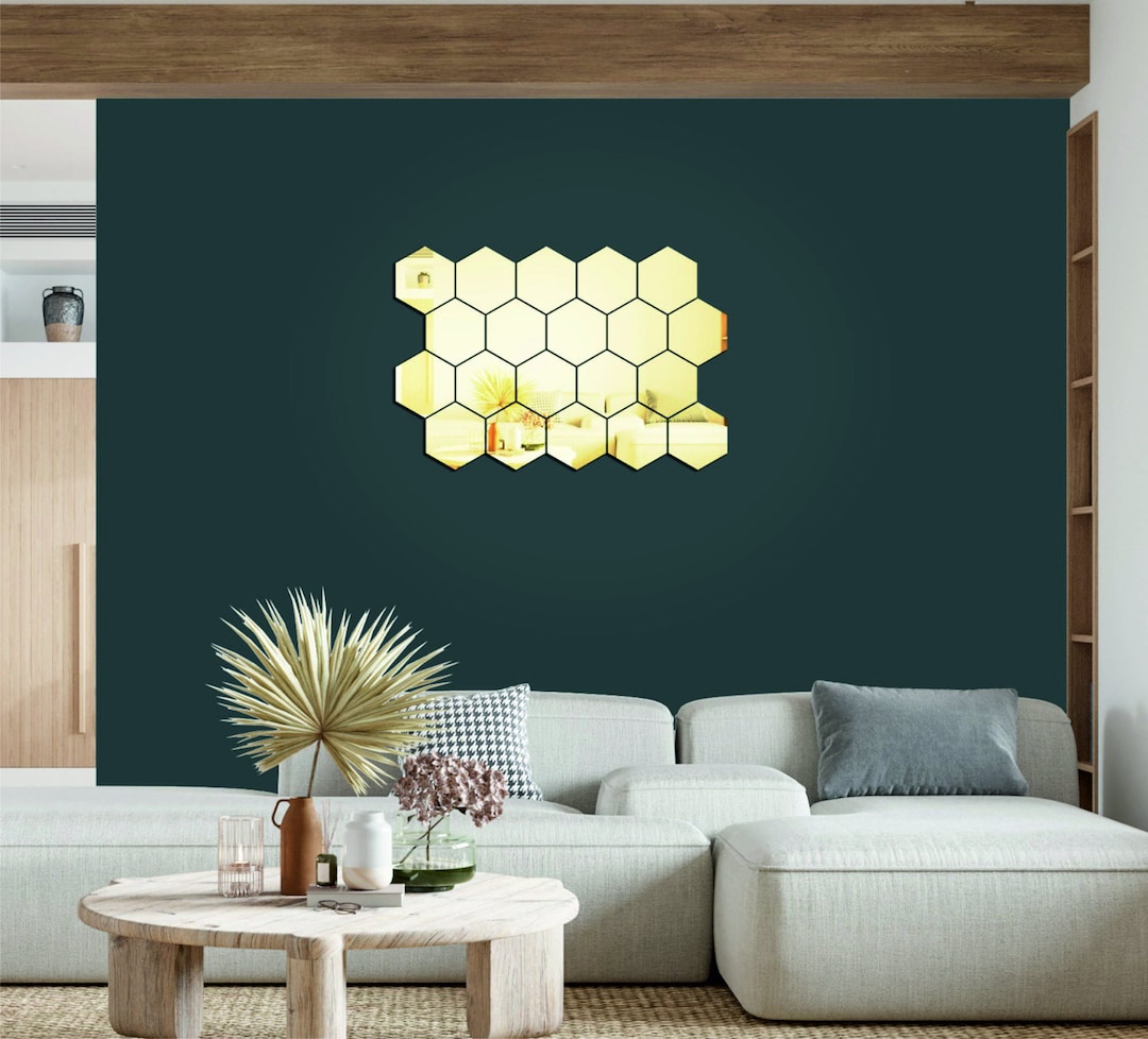 Set of 20 Geometric Honeycomb Acrylic Mirror, Hexagonal Wall Decor ...