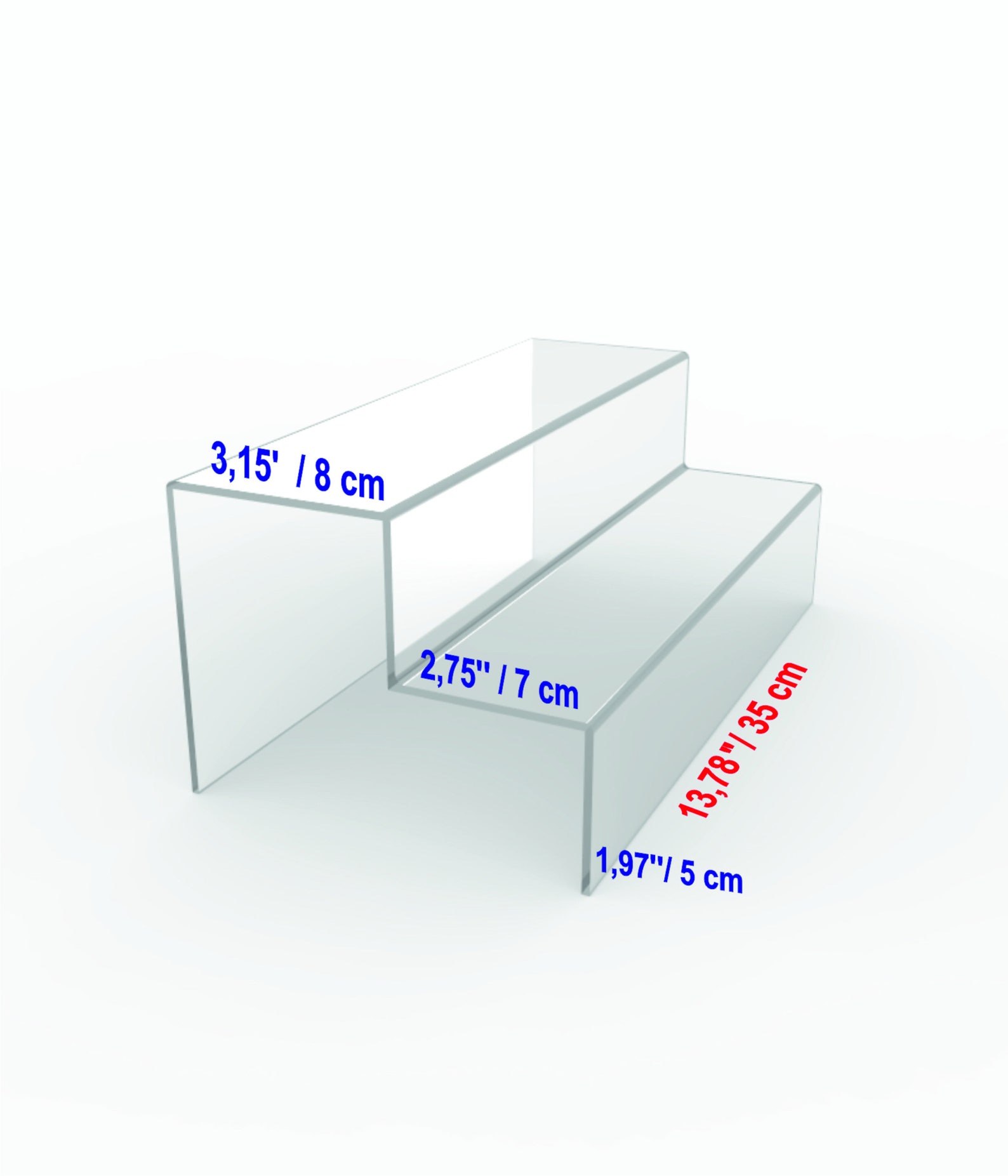 Detolf Display Clear Acrylic Stand 2 Steps Plexi Riser 13,78' / 35cm ...