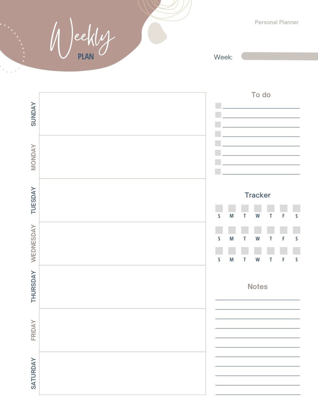 52-weeks Weekly Planner (DIGITAL) - Etsy