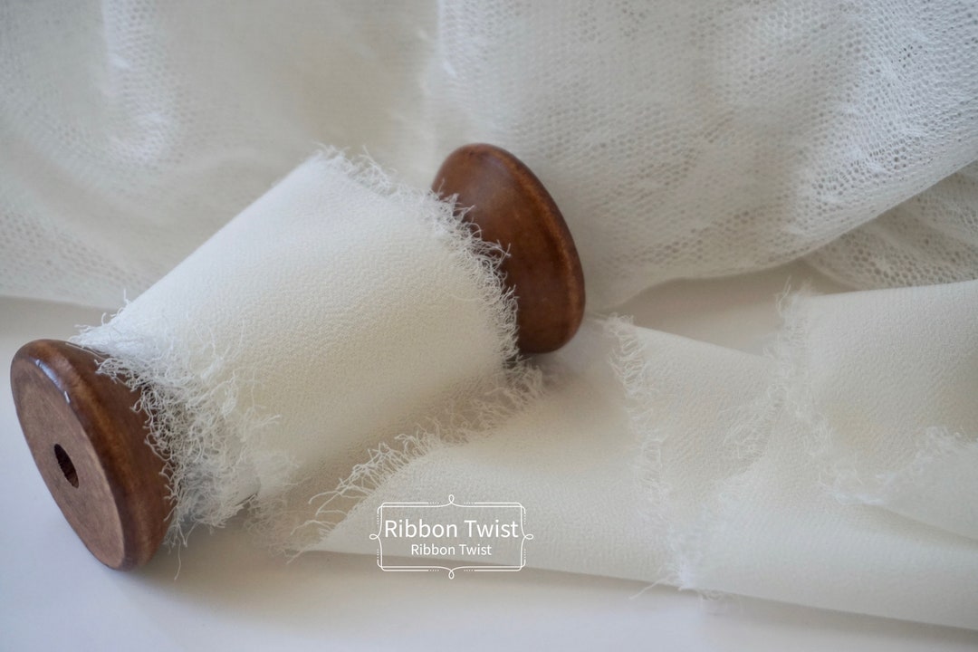 5yds Raw Frayed Edge off White Chiffon Ribbon 5cm Wedding Decorations ...