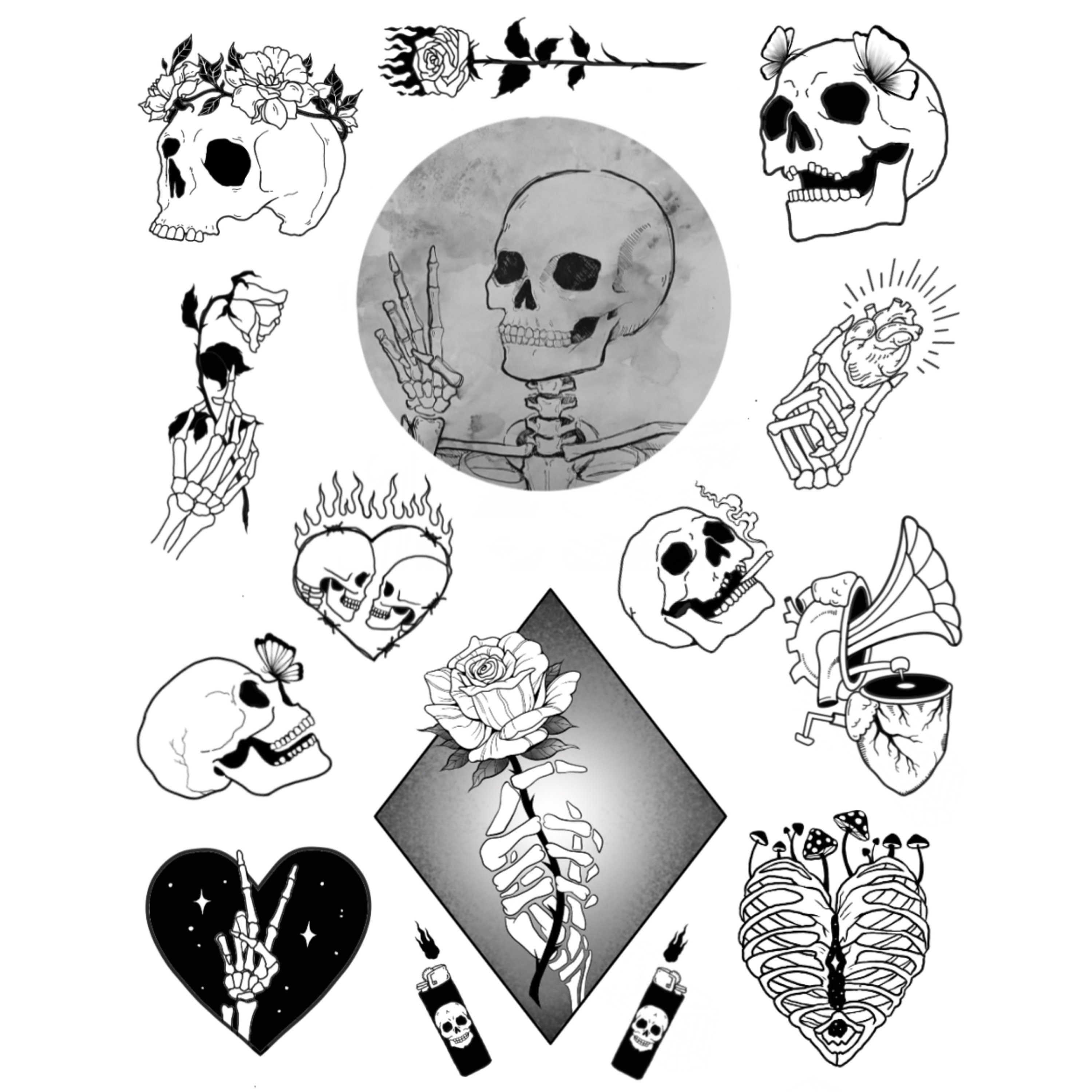 Skeleton and Skull Themed Sticker Sheet || Edgy Sticker Decals for ...