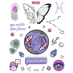 Pisces Themed Zodiac Sticker Sheet || Astrology Sticker Decals for ...