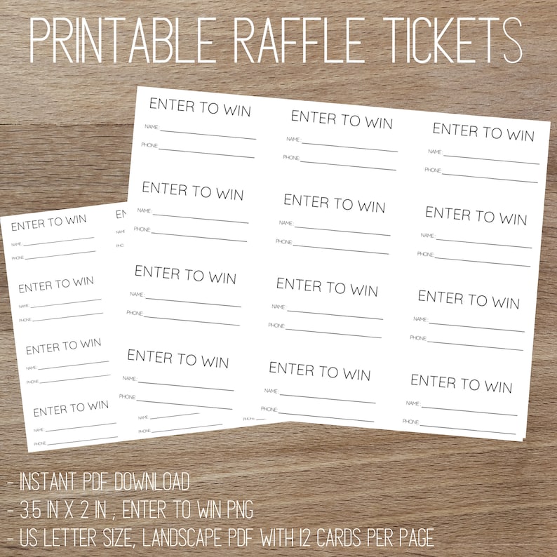 Basic Printable Raffle Ticket | Raffle Tickets Printable With Name and ...