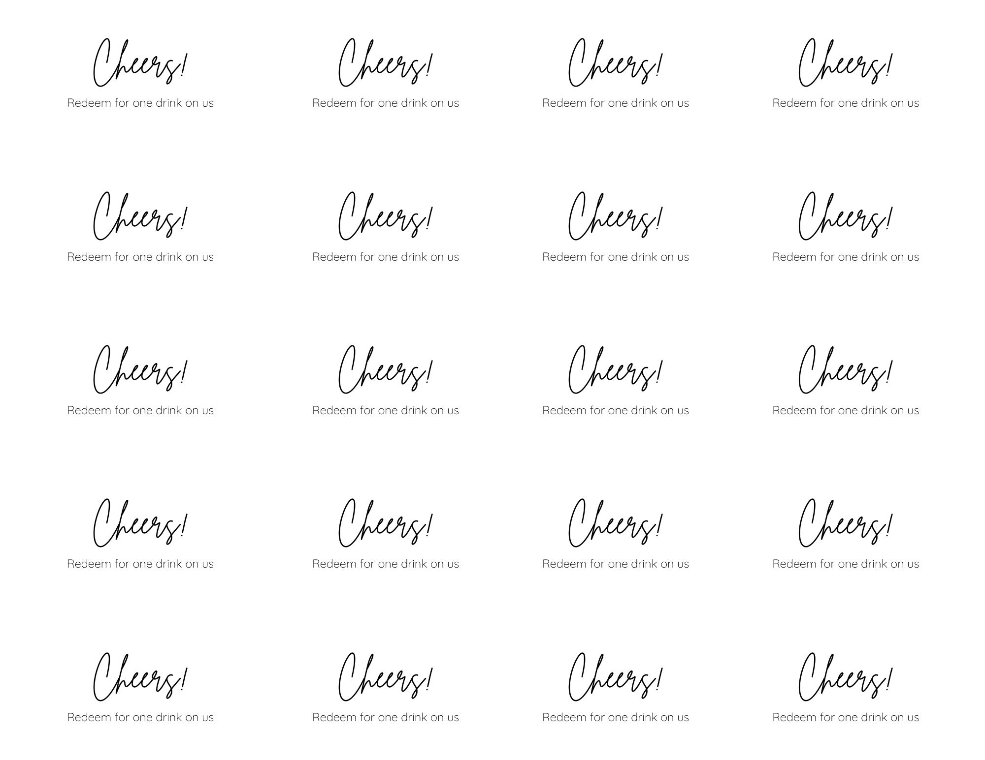 Printable Drink Ticket | Drink Tickets Printable | Beverage Ticket ...