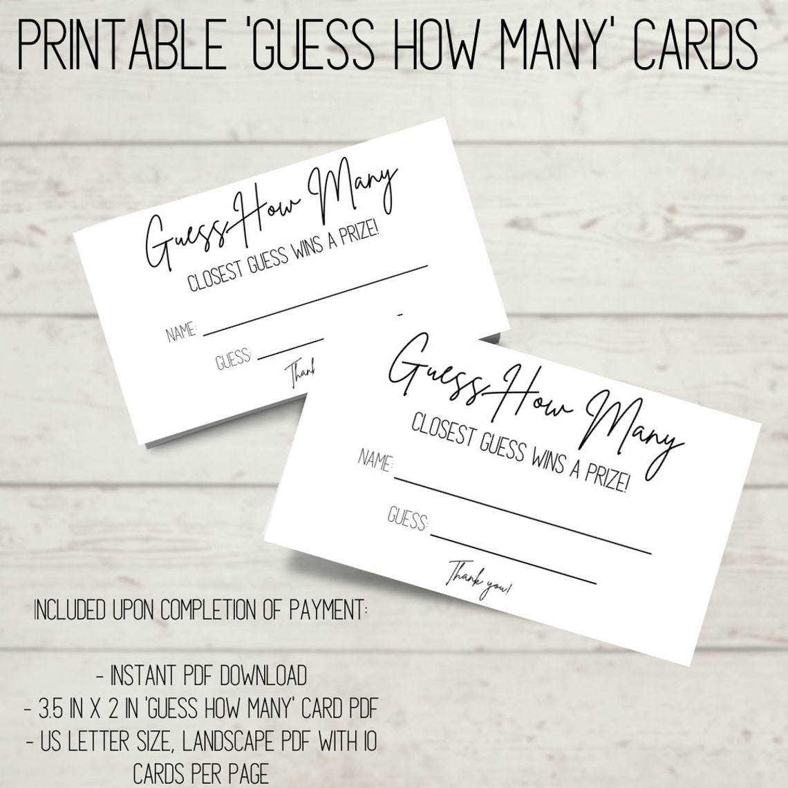 Printable Guess How Many Card Guess How Many Baby Shower | Etsy