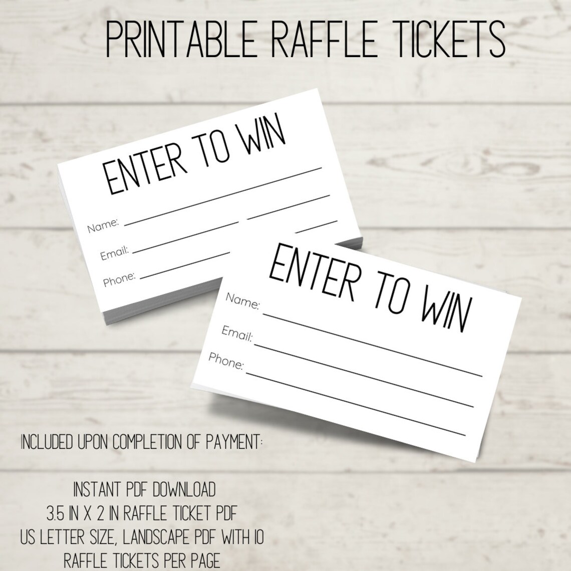 Basic Printable Raffle Ticket | Raffle Tickets Printable |enter to Win ...