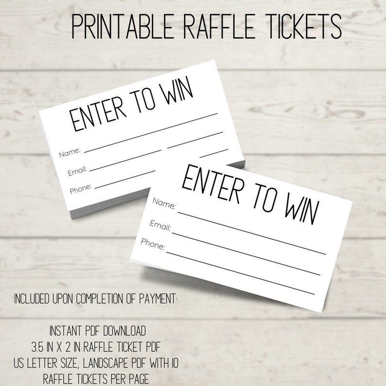 Basic Printable Raffle Ticket | Raffle Tickets Printable |enter to Win ...
