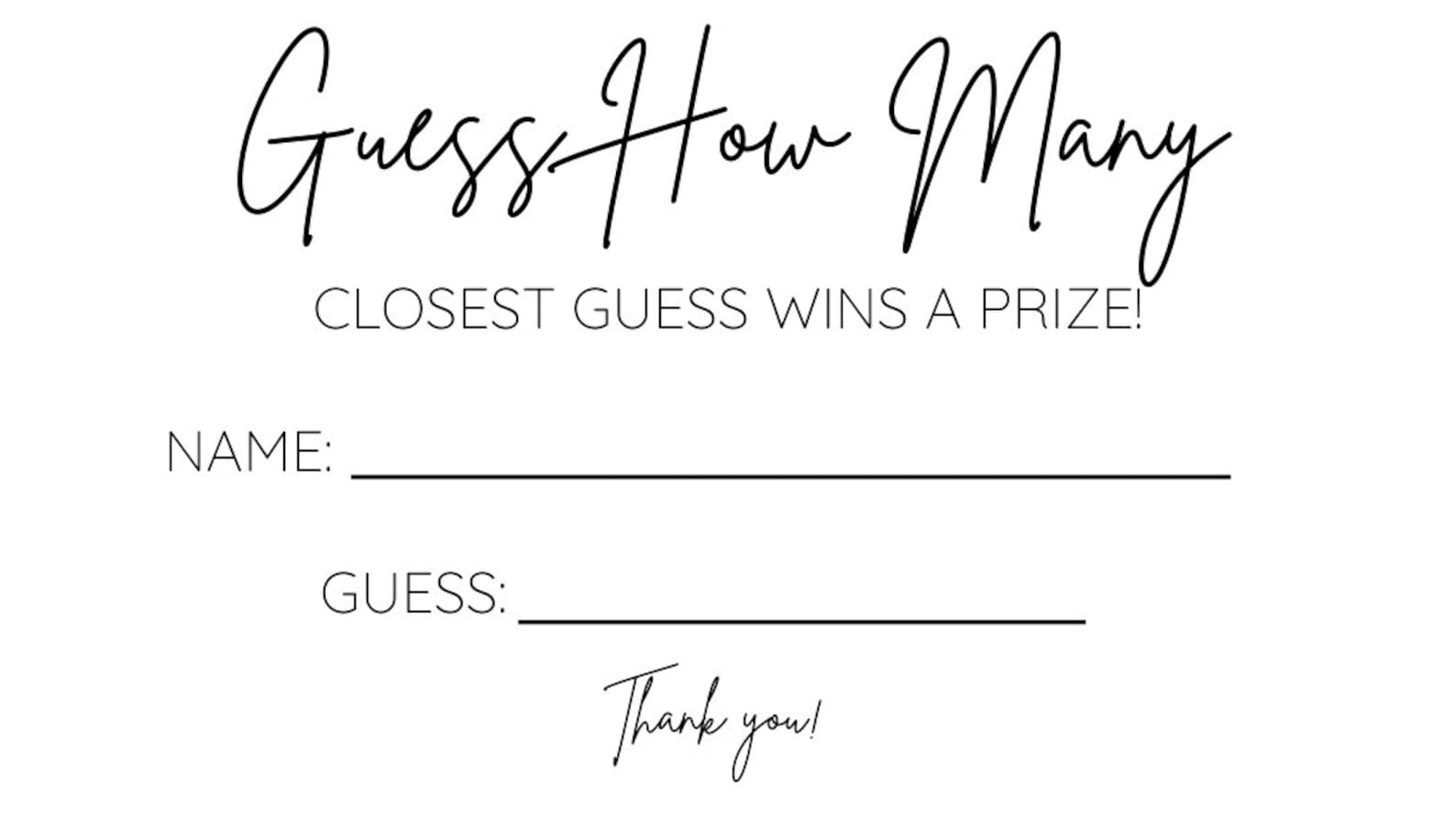 Printable Guess How Many Card | Guess How Many | Baby Shower Games ...