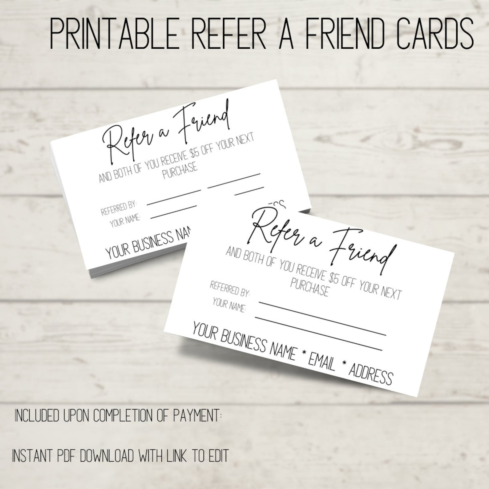Refer a Friend Card Template Refer a Friend Printable Instant Download ...