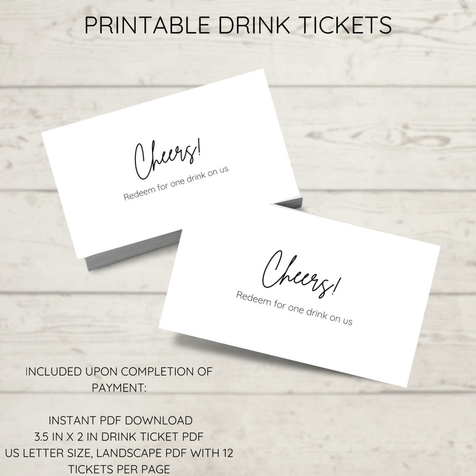 Printable Drink Ticket | Drink Tickets Printable | Beverage Ticket ...