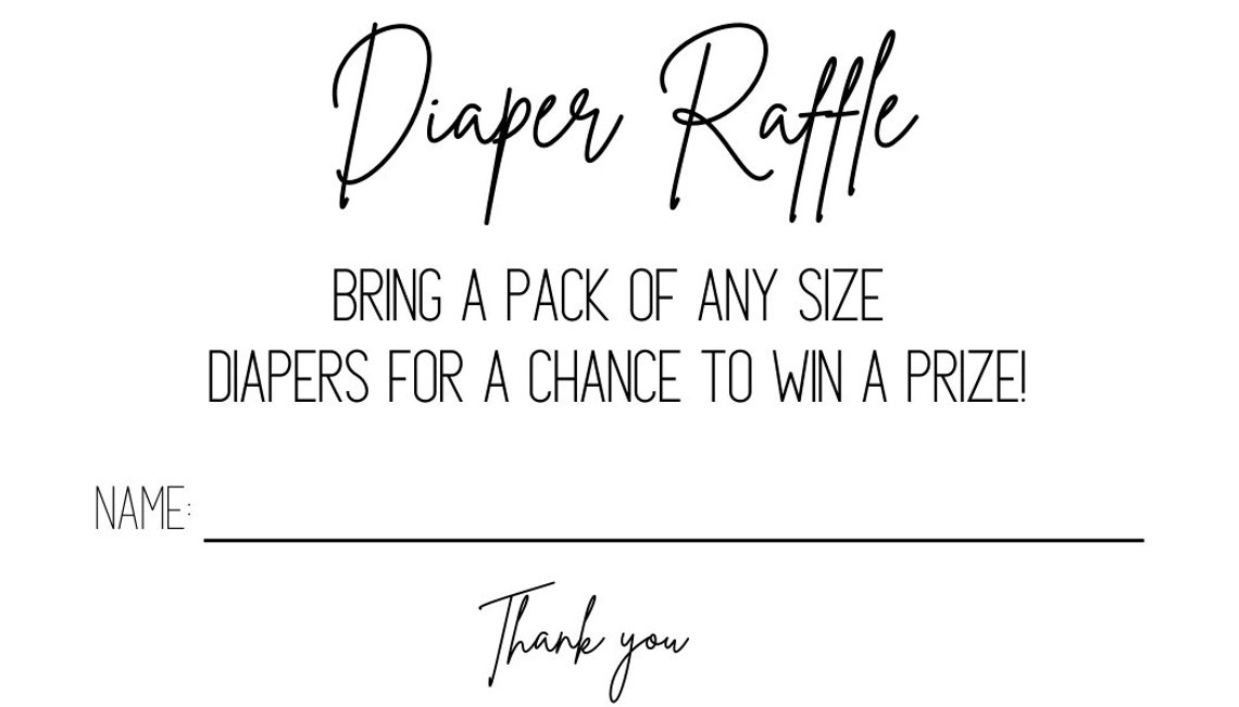 Diaper Raffle Ticket Printable Printable Diaper Raffle - Etsy