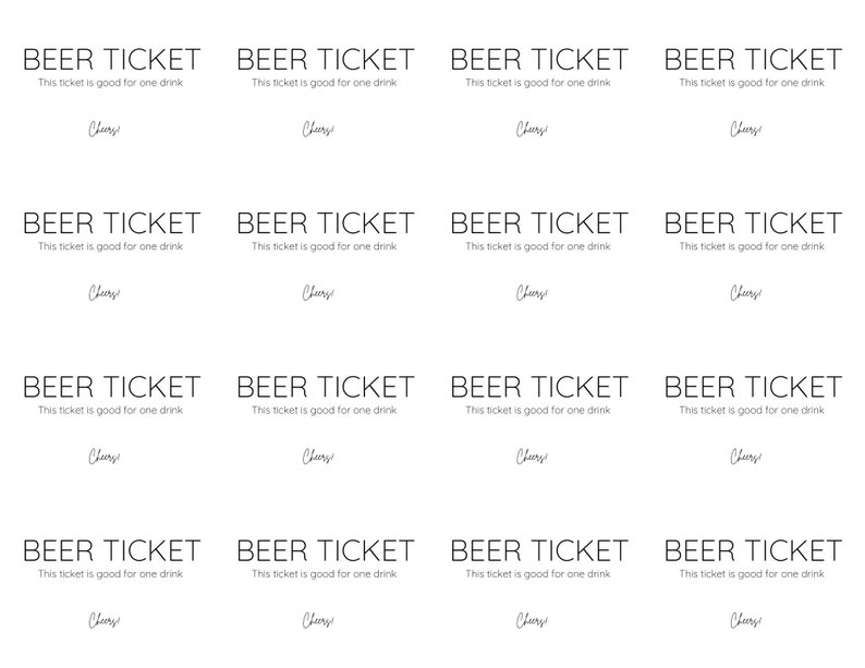 Printable Beer Ticket | Beer Tickets Printable | Drink Ticket Printable ...