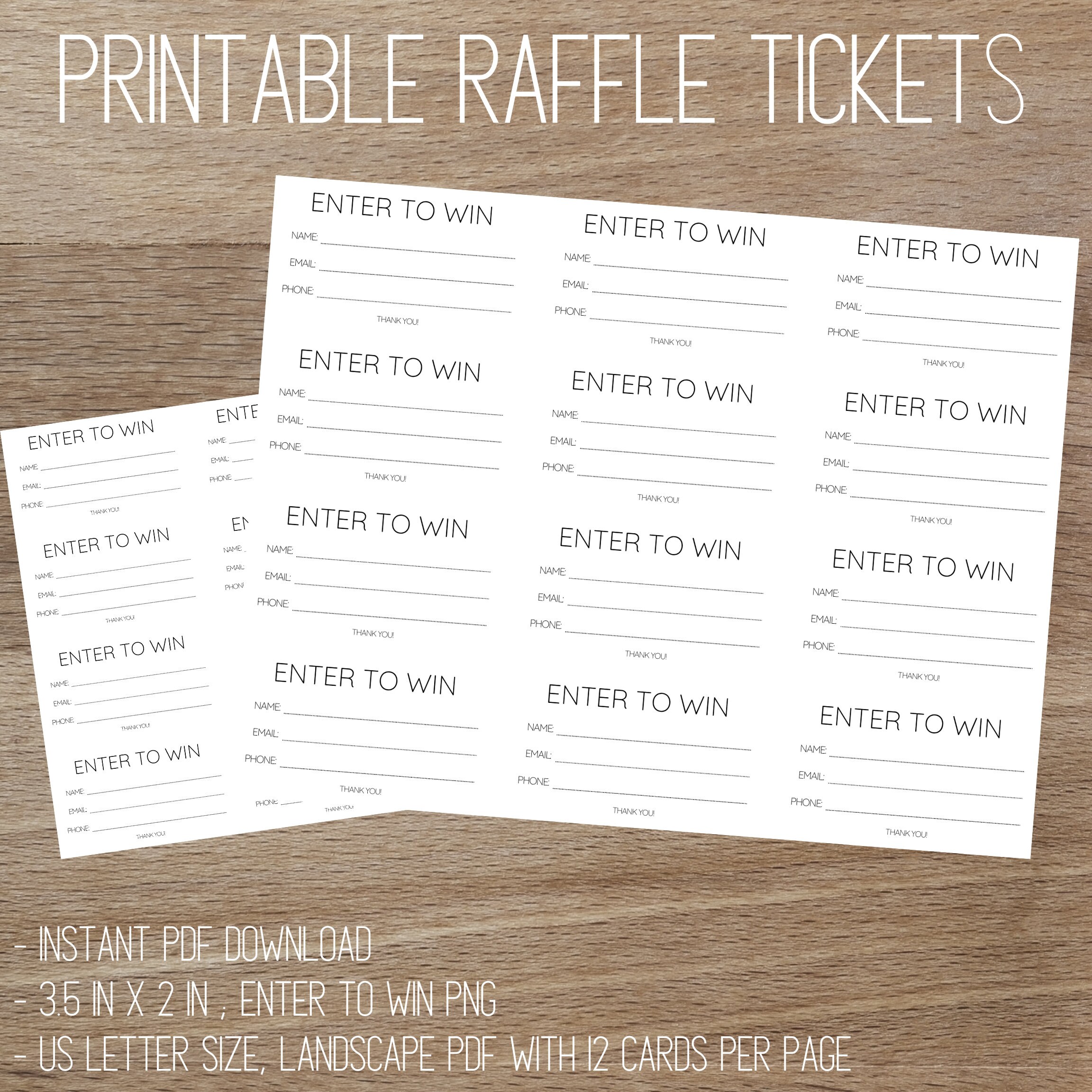 Printable Raffle Ticket | Raffle Tickets Printable |enter to Win ...