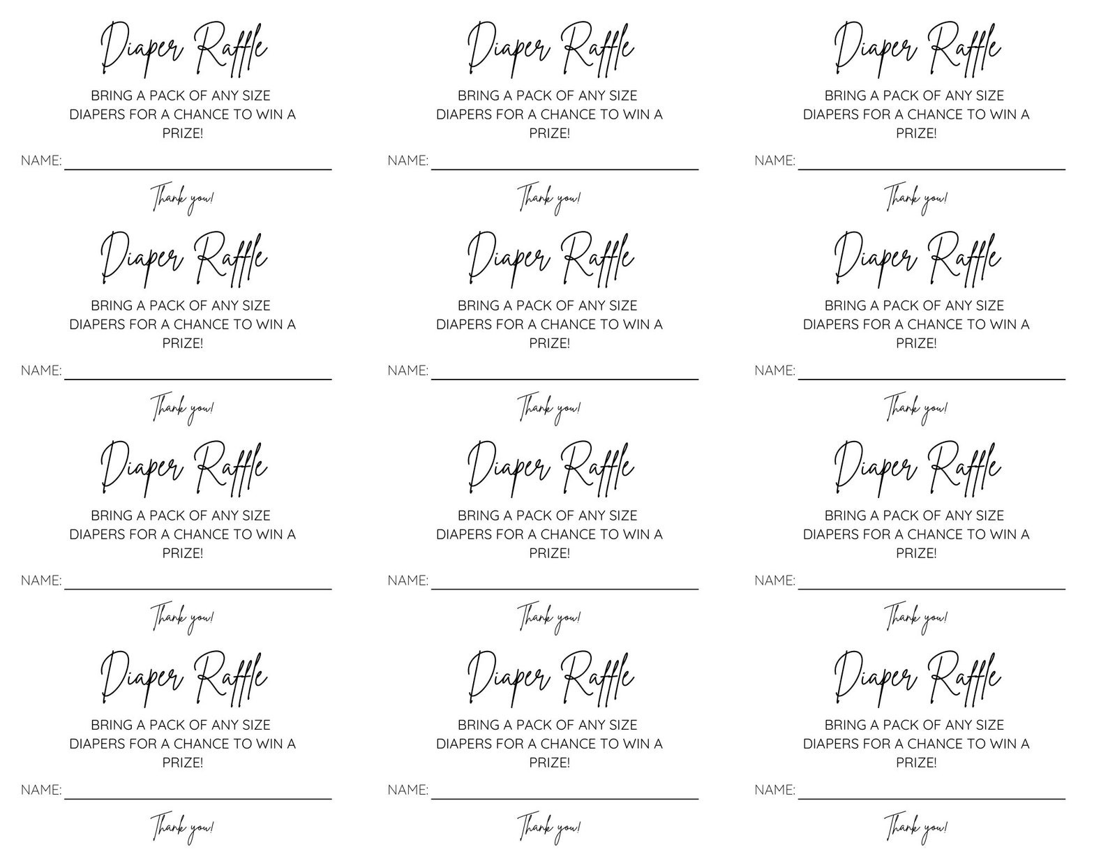 Diaper Raffle Ticket Printable Printable Diaper Raffle Ticket Diaper ...