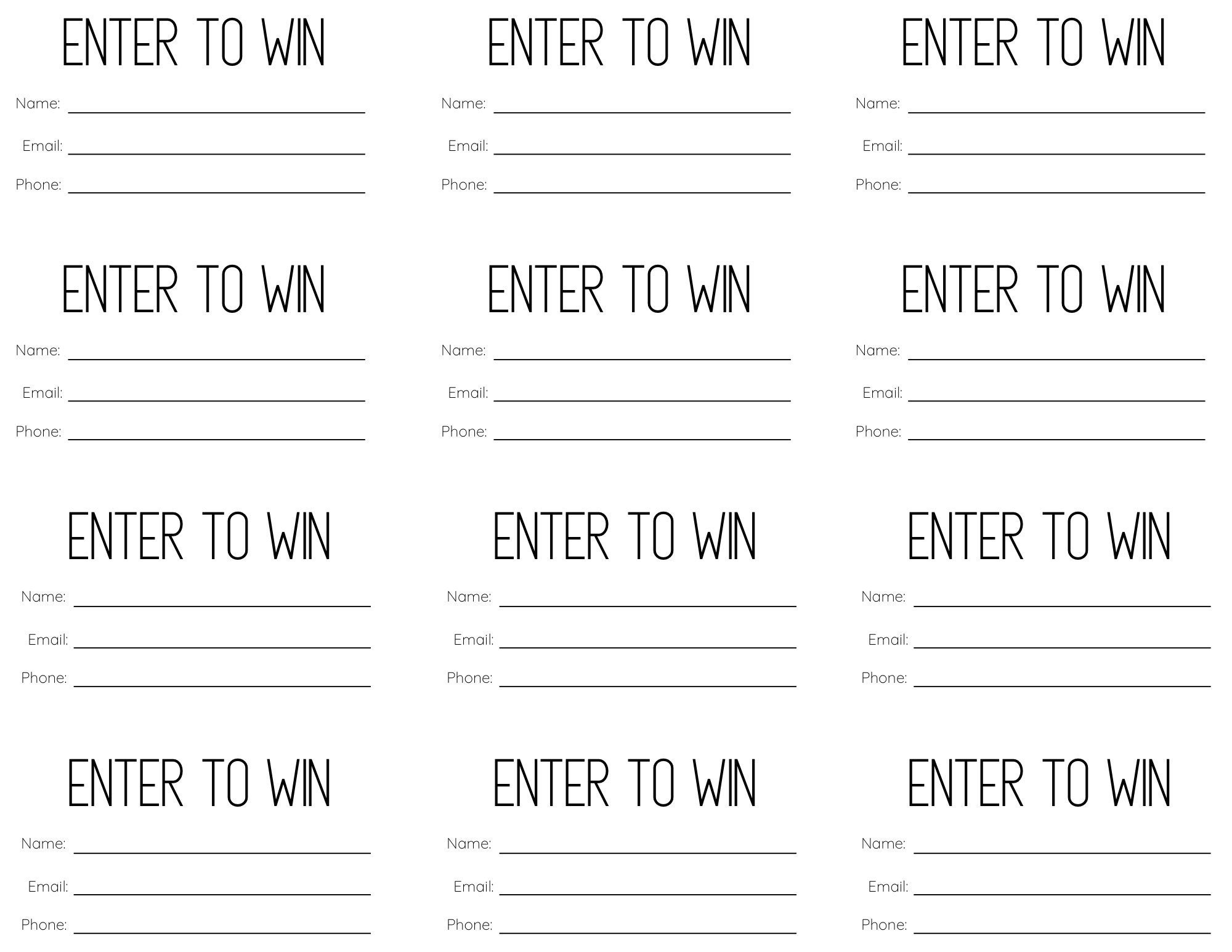 Basic Printable Raffle Ticket | Raffle Tickets Printable |enter to Win ...