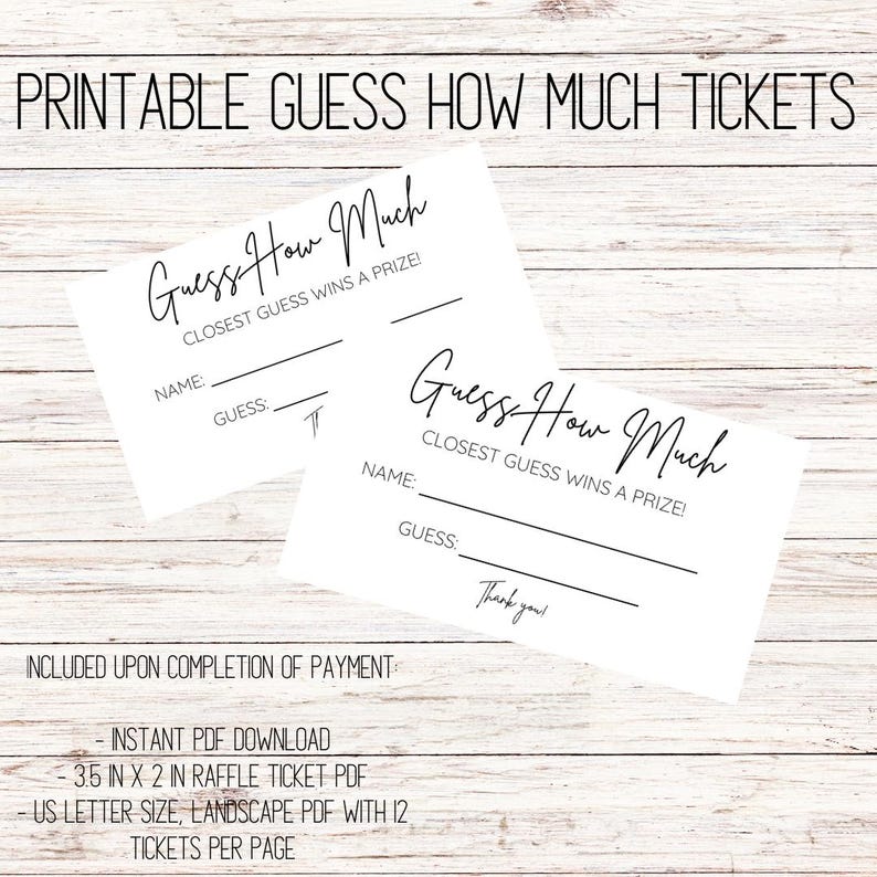 Printable Guess How Much Card | Guess How Much | Baby Shower Games ...
