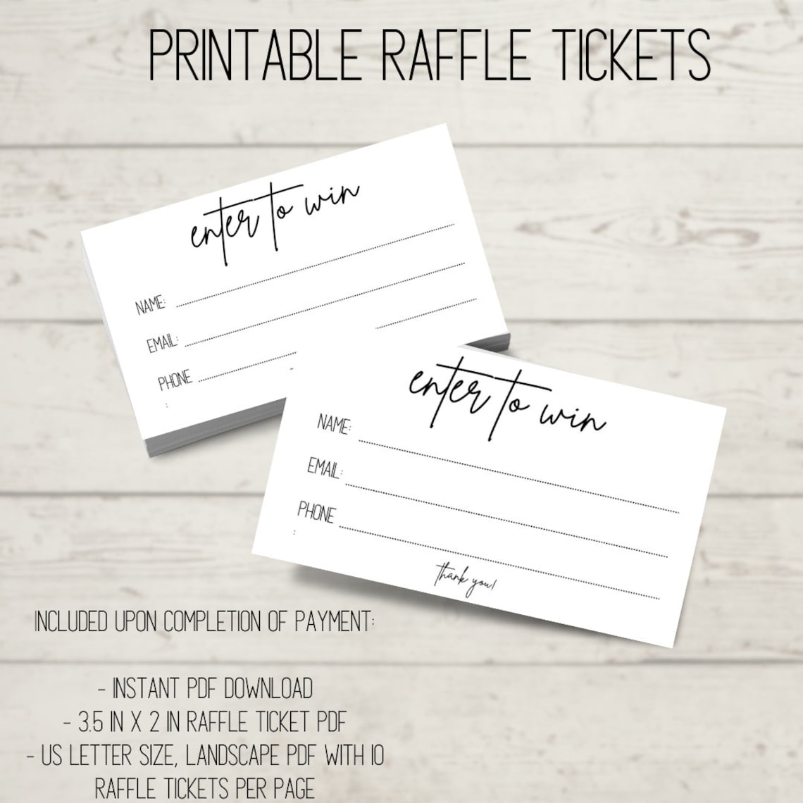 Printable Raffle Ticket Raffle Tickets Printable enter to - Etsy