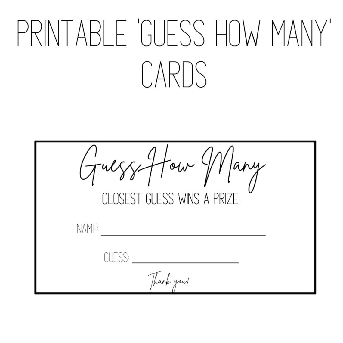 Printable Guess How Many Card Guess How Many Baby Shower | Etsy