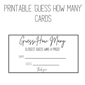 Printable Guess How Many Card Guess How Many Baby Shower | Etsy