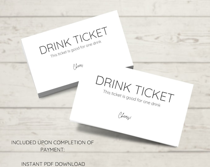 Printable Drink Ticket | Drink Tickets Printable | Beverage Ticket ...