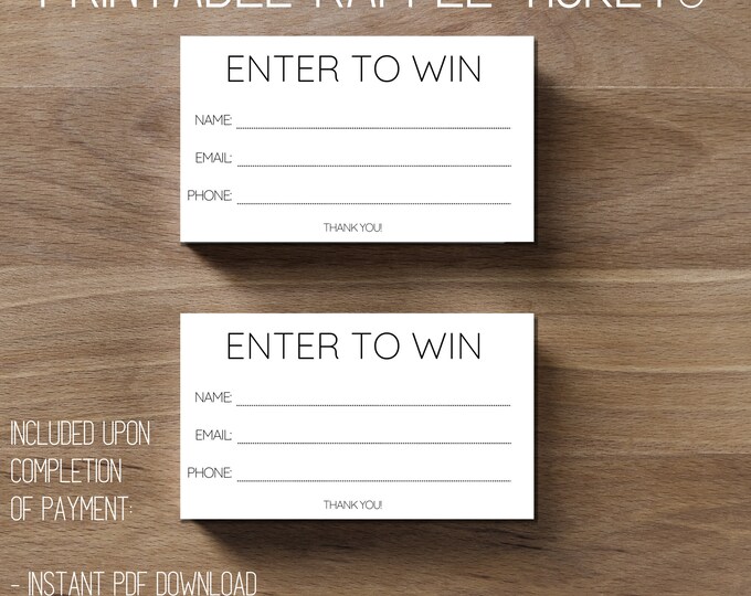 Printable Raffle Ticket | Raffle Tickets Printable |enter to Win ...
