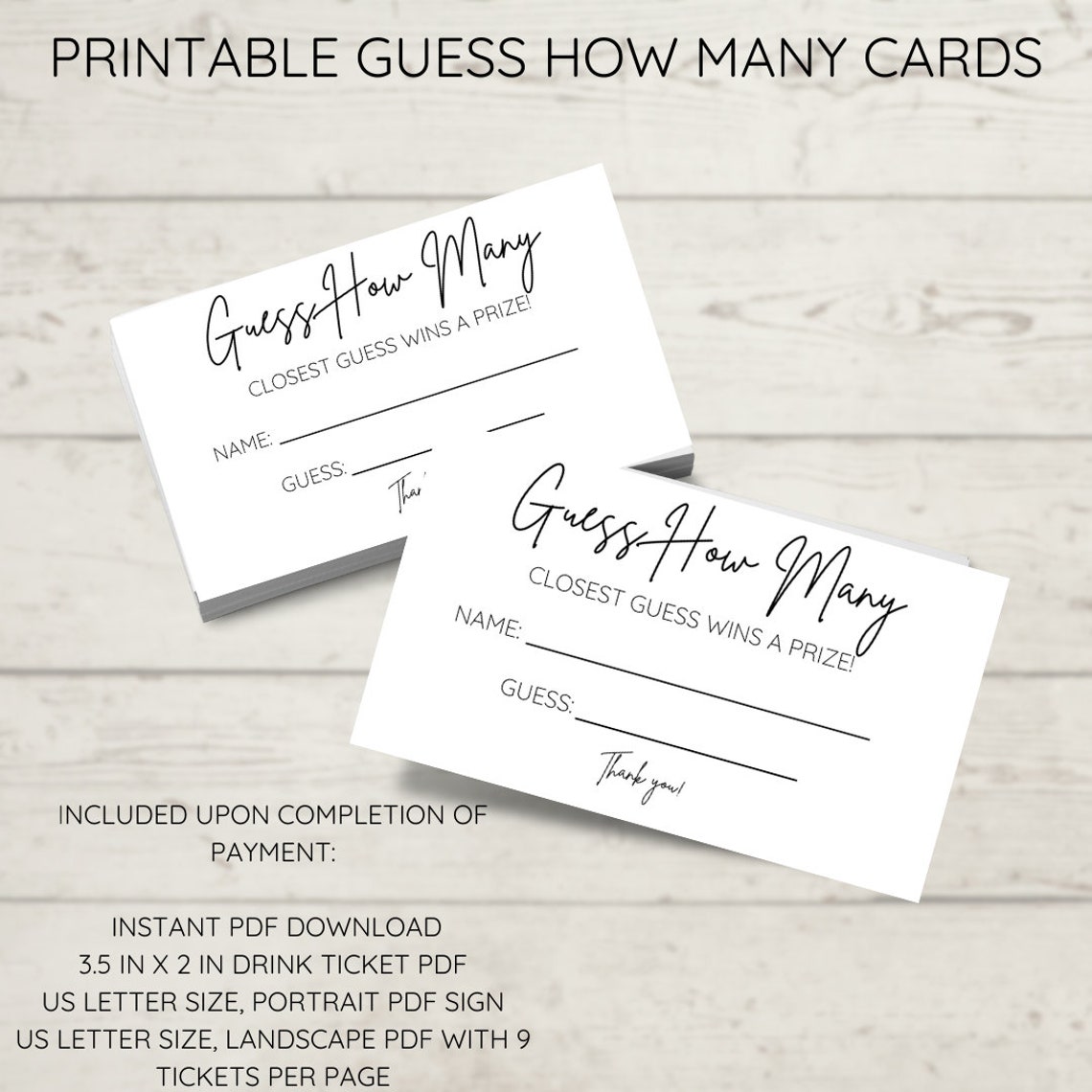 Printable Guess How Many Card With Sign | Guess How Many | Baby Shower ...