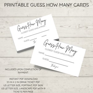 Printable Guess How Many Card With Sign | Guess How Many | Baby Shower ...