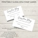 Printable Guess How Many Card With Sign | Guess How Many | Baby Shower ...
