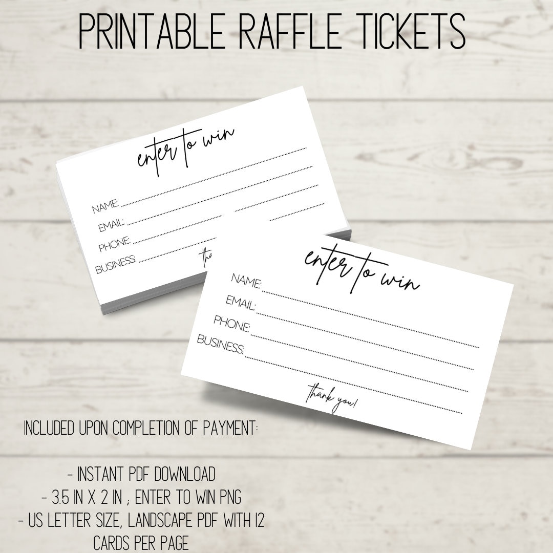 Printable Raffle Ticket | Raffle Tickets Printable |enter to Win ...