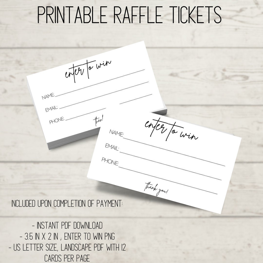 Printable Raffle Ticket | Raffle Tickets Printable |enter to Win ...