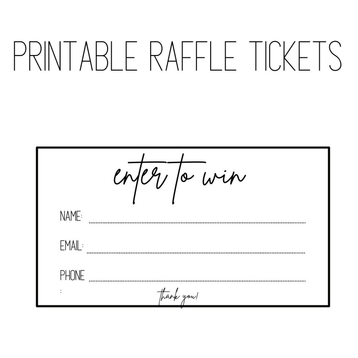 Printable Raffle Ticket Raffle Tickets Printable enter to - Etsy