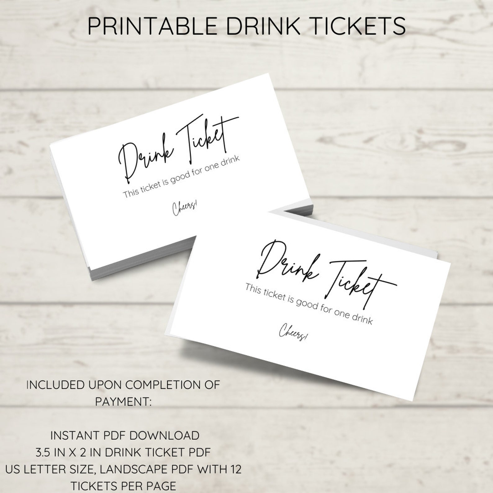 Printable Drink Ticket | Drink Tickets Printable | Beverage Ticket ...