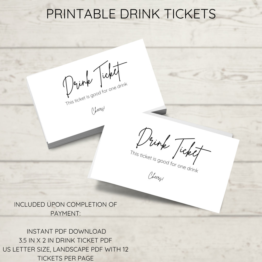 Printable Drink Ticket | Drink Tickets Printable | Beverage Ticket ...