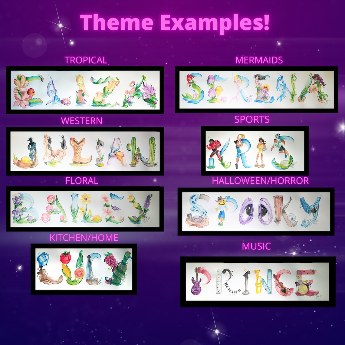 Name Art Letter Art Name Paintings Custom Name Paintings - Etsy