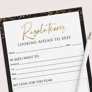2025 New Years Resolutions Printable New Year Goals List New Years ...